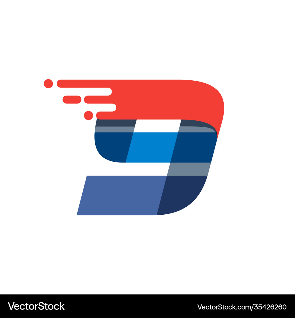 Number nine fast speed motion logo Royalty Free Vector Image