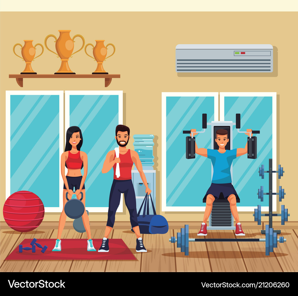 People in gym Royalty Free Vector Image - VectorStock