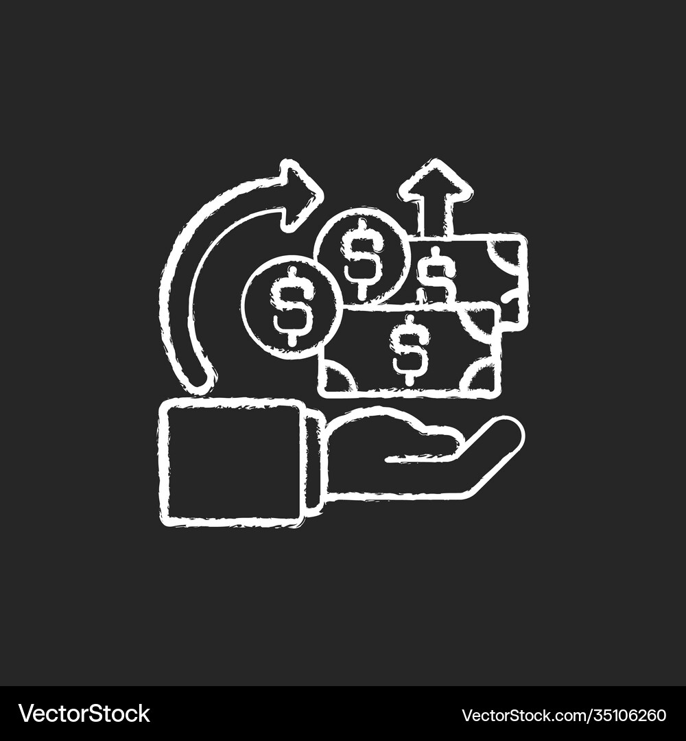 Return on investment chalk white icon black Vector Image