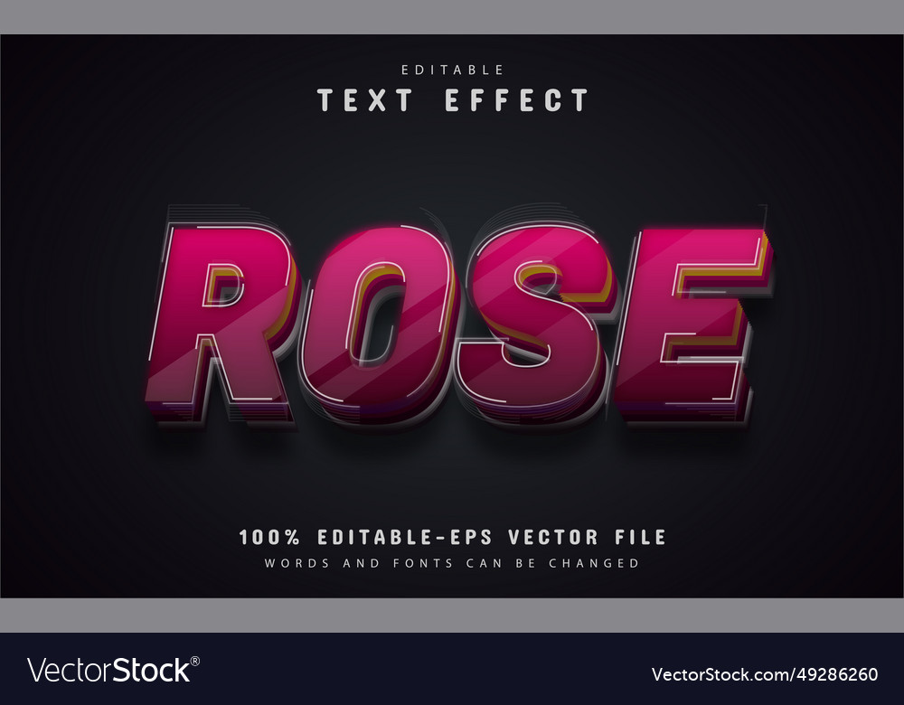 Rose text effect editable Royalty Free Vector Image
