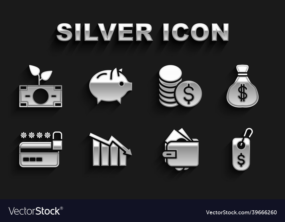 Set financial growth decrease money bag price Vector Image