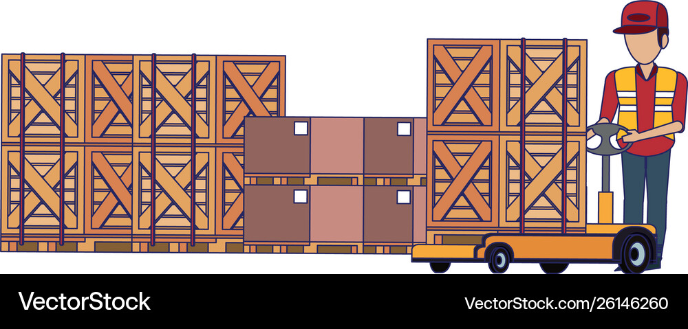 Warehouse worker logistics job concept blue lines Vector Image