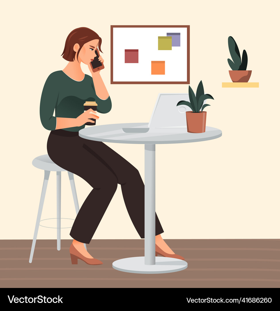 Woman sitting at table Royalty Free Vector Image