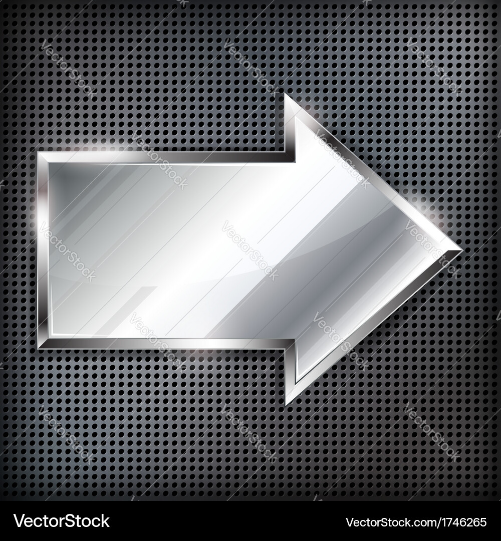 Arrow sign on a metal background Royalty Free Vector Image
