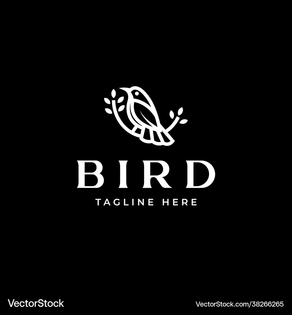 Bird logo template in isolated black background Vector Image