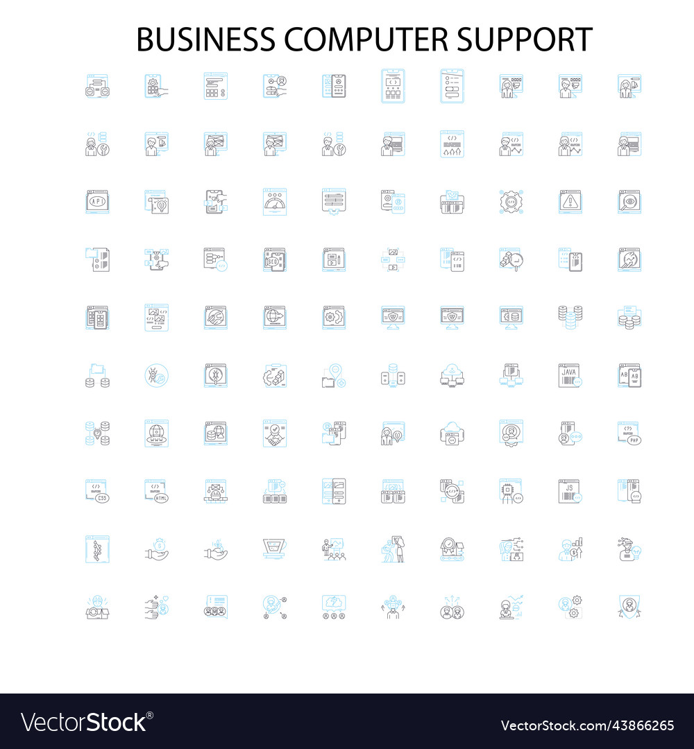 Business computer support icons signs outline Vector Image