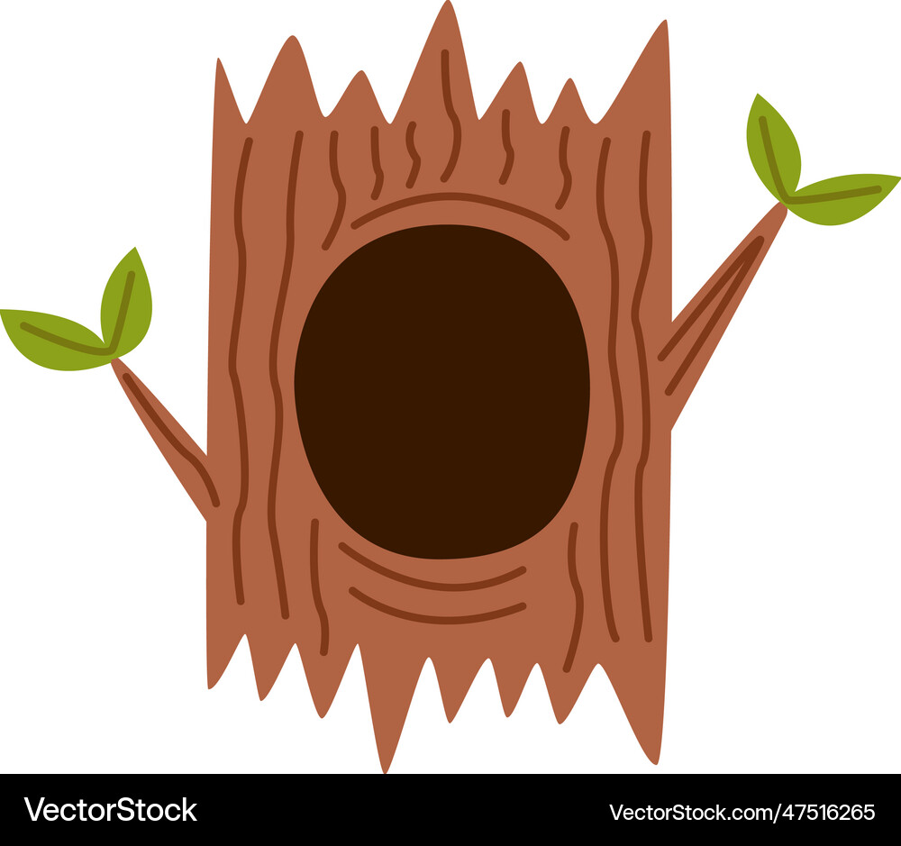 Cartoon tree hollow isolated on white background Vector Image