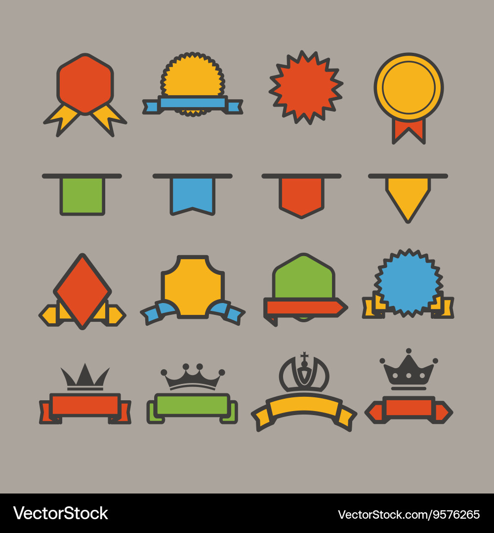 Different color banners and flags clip-art Vector Image