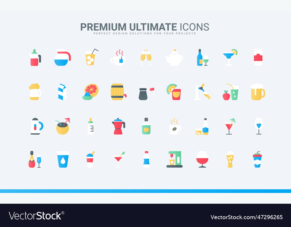 Drinks trendy flat icons set restaurant bar menu Vector Image