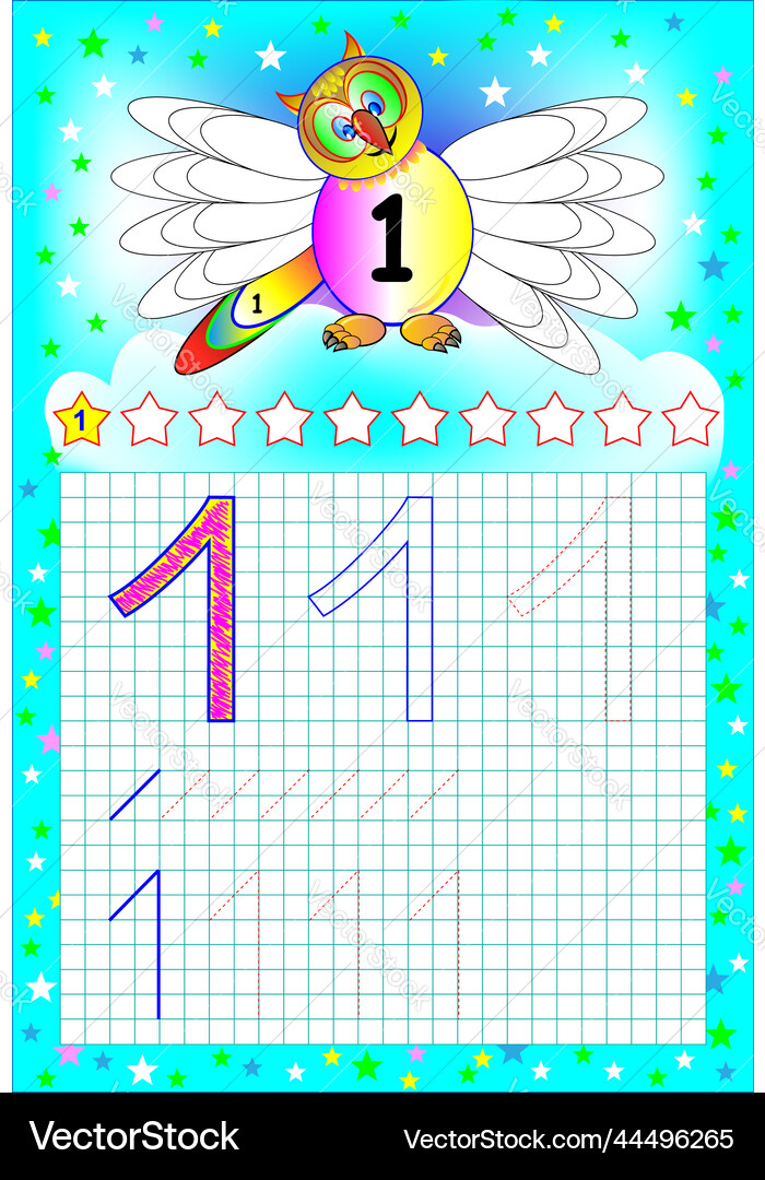 Educational page for children with number 1 Vector Image