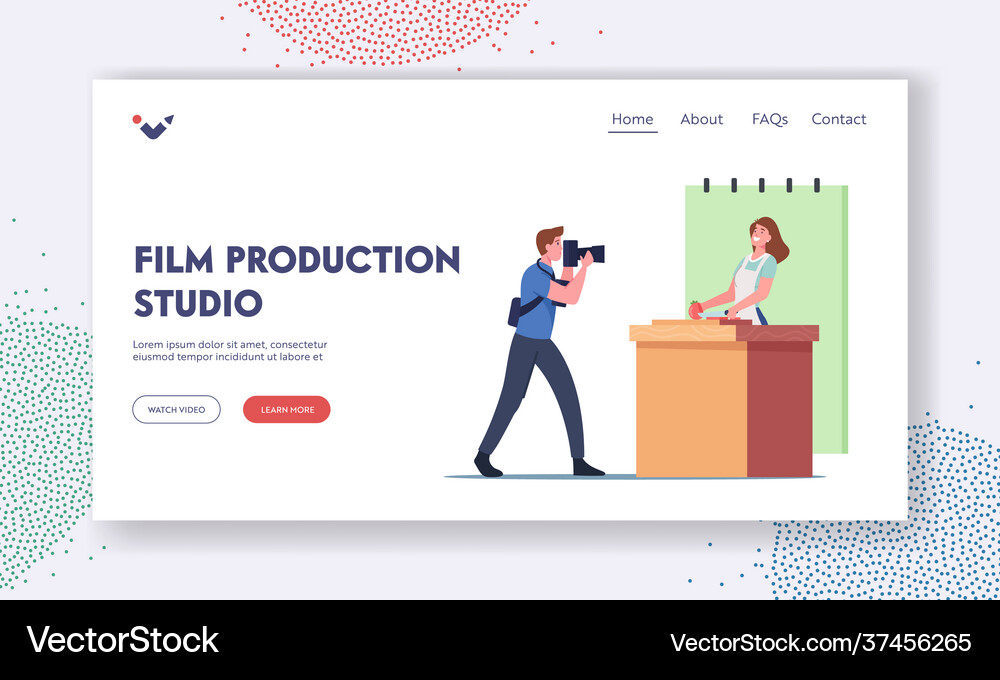 Film production studio landing page template Vector Image