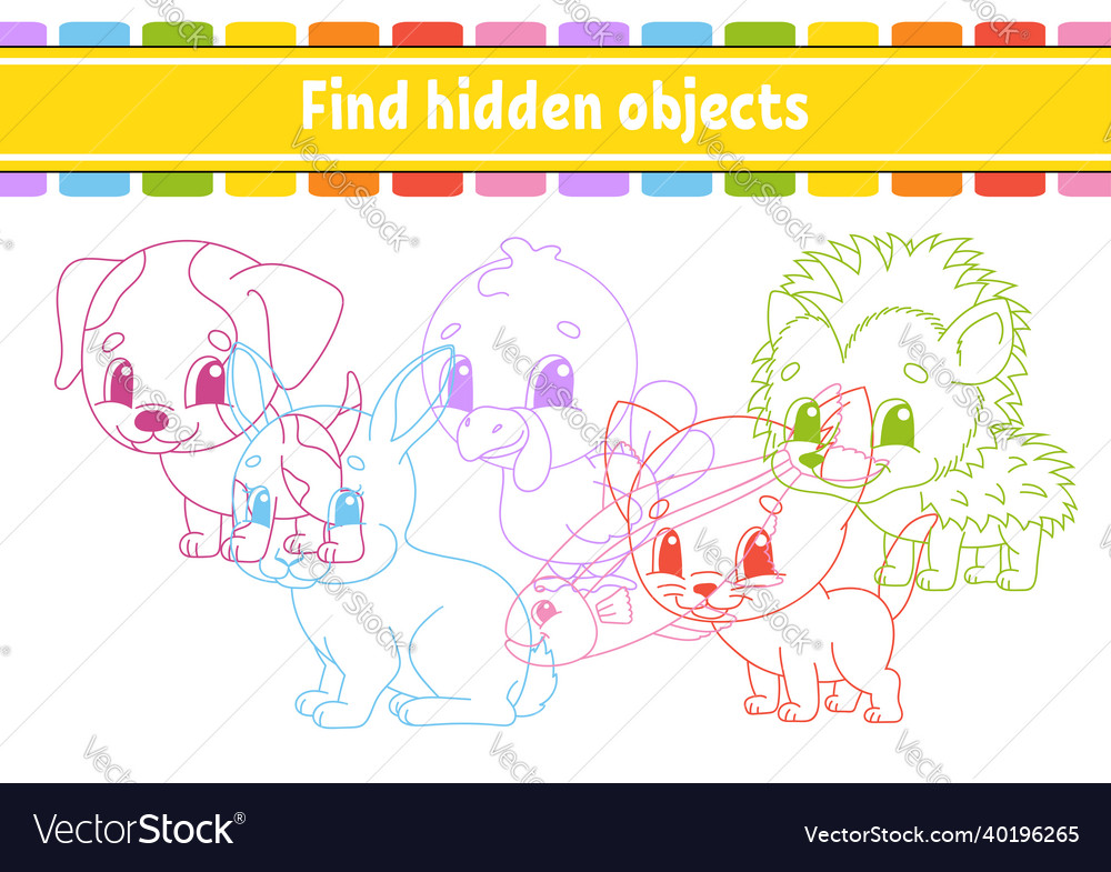 Find hidden object education developing worksheet Vector Image