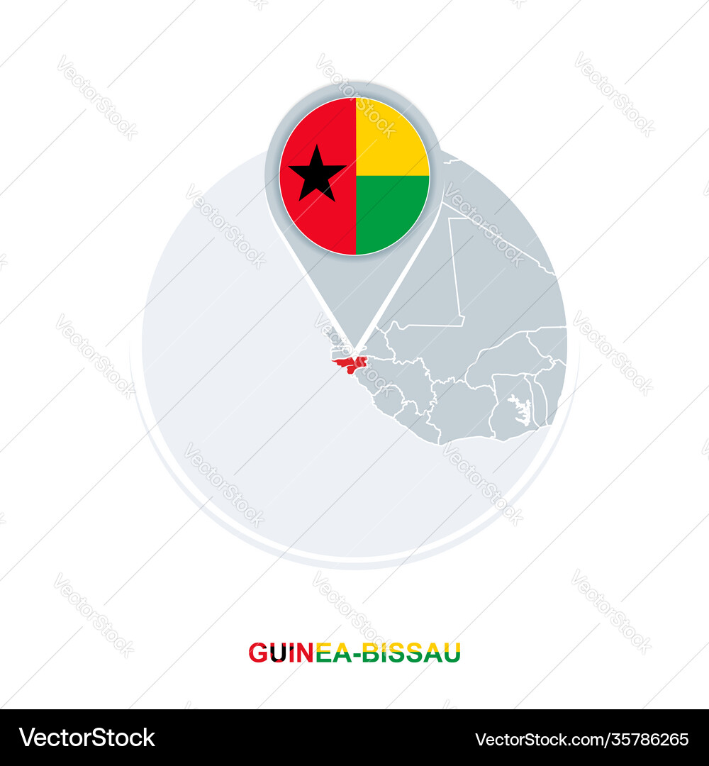 Guinea-bissau map and flag map icon Royalty Free Vector