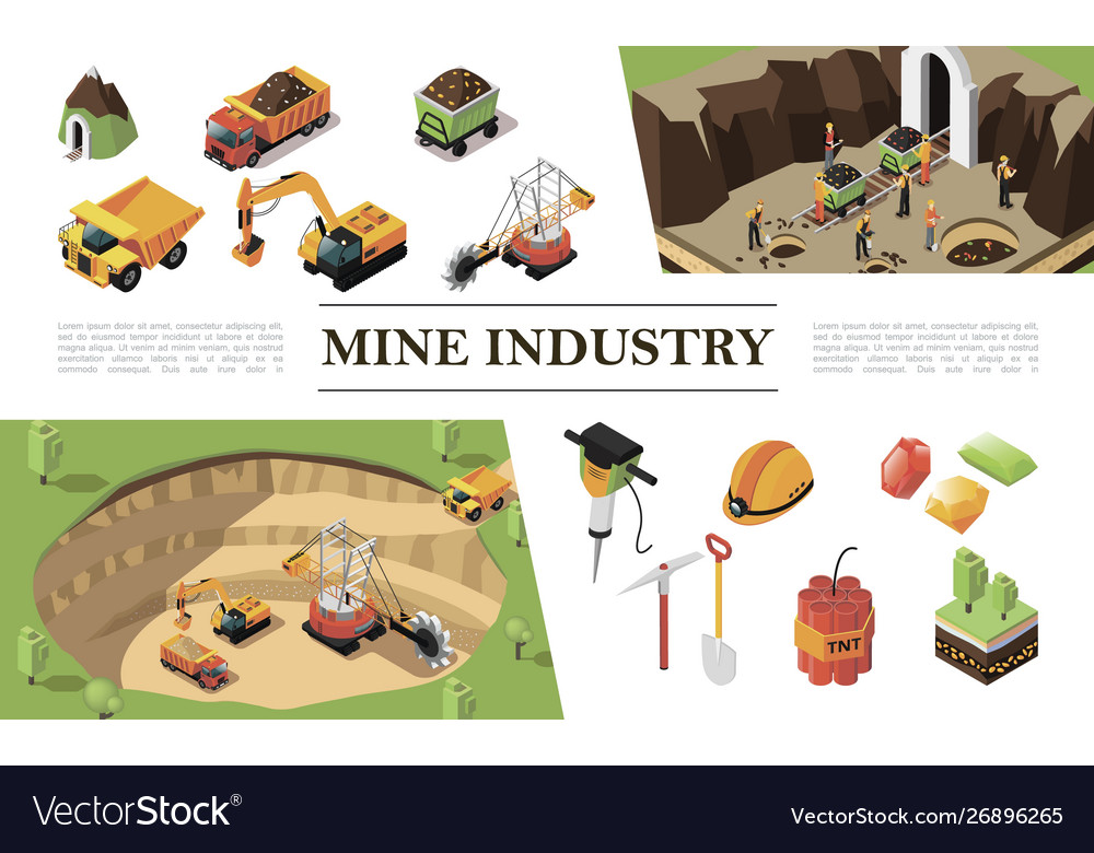 Isometric mining industry composition Royalty Free Vector Isometric mining industry composition Royalty Free Vector