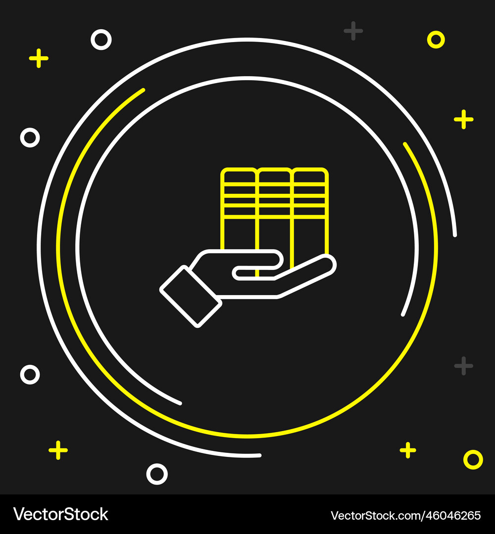 Line book donation icon isolated on black Vector Image