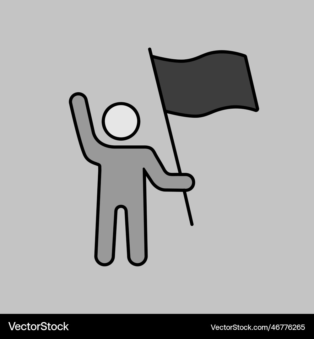 Man standing and holding in hands flag icon Vector Image