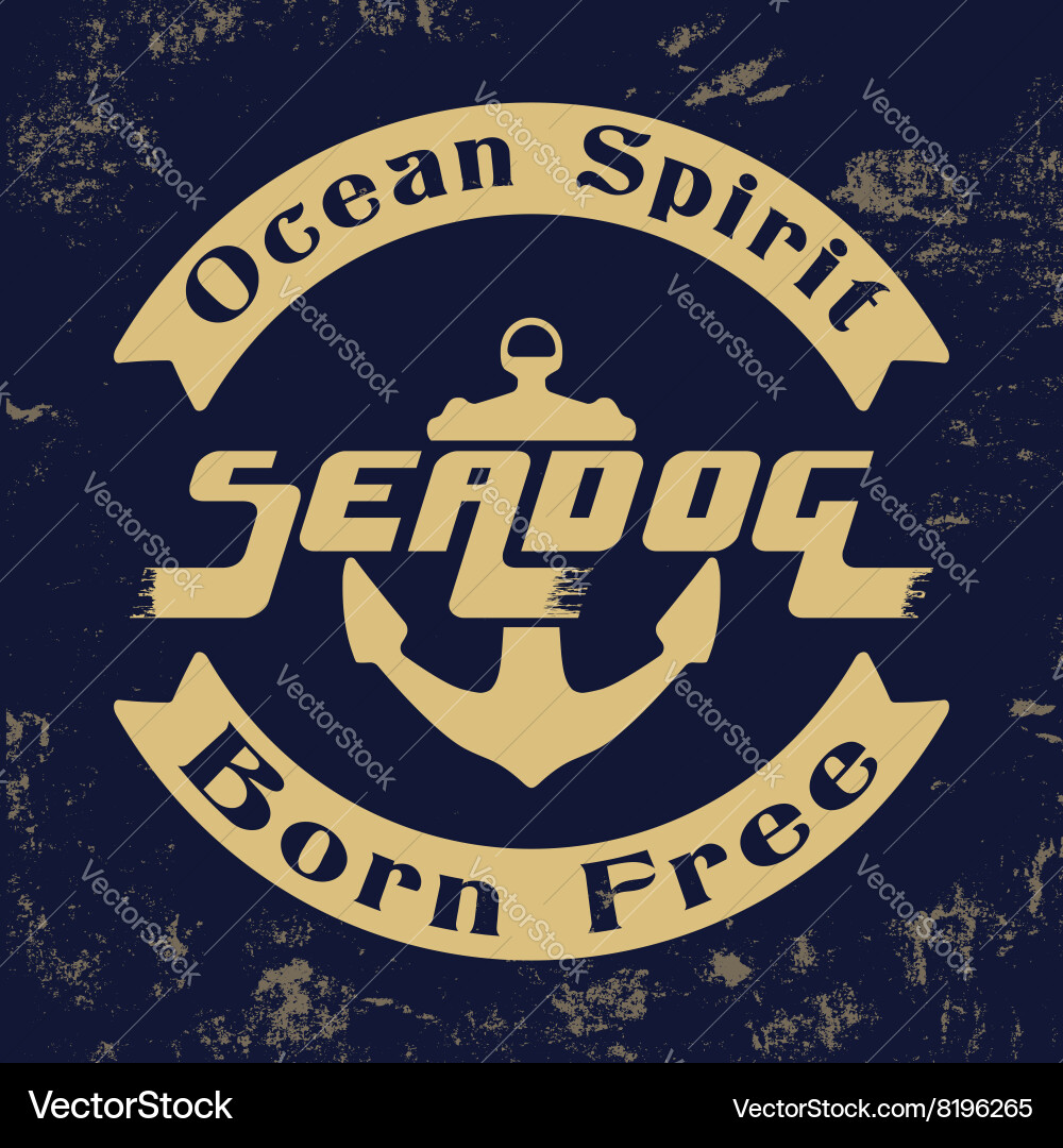 Ocean spirit vintage stamp Royalty Free Vector Image