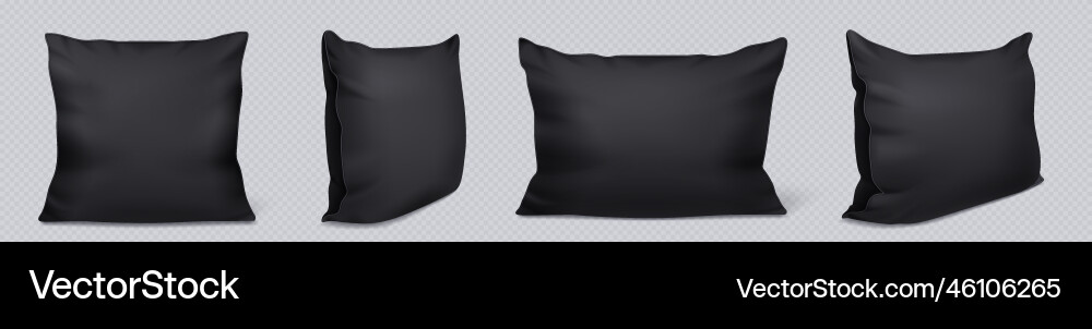 Realistic black square rectangular pillow mockup Vector Image