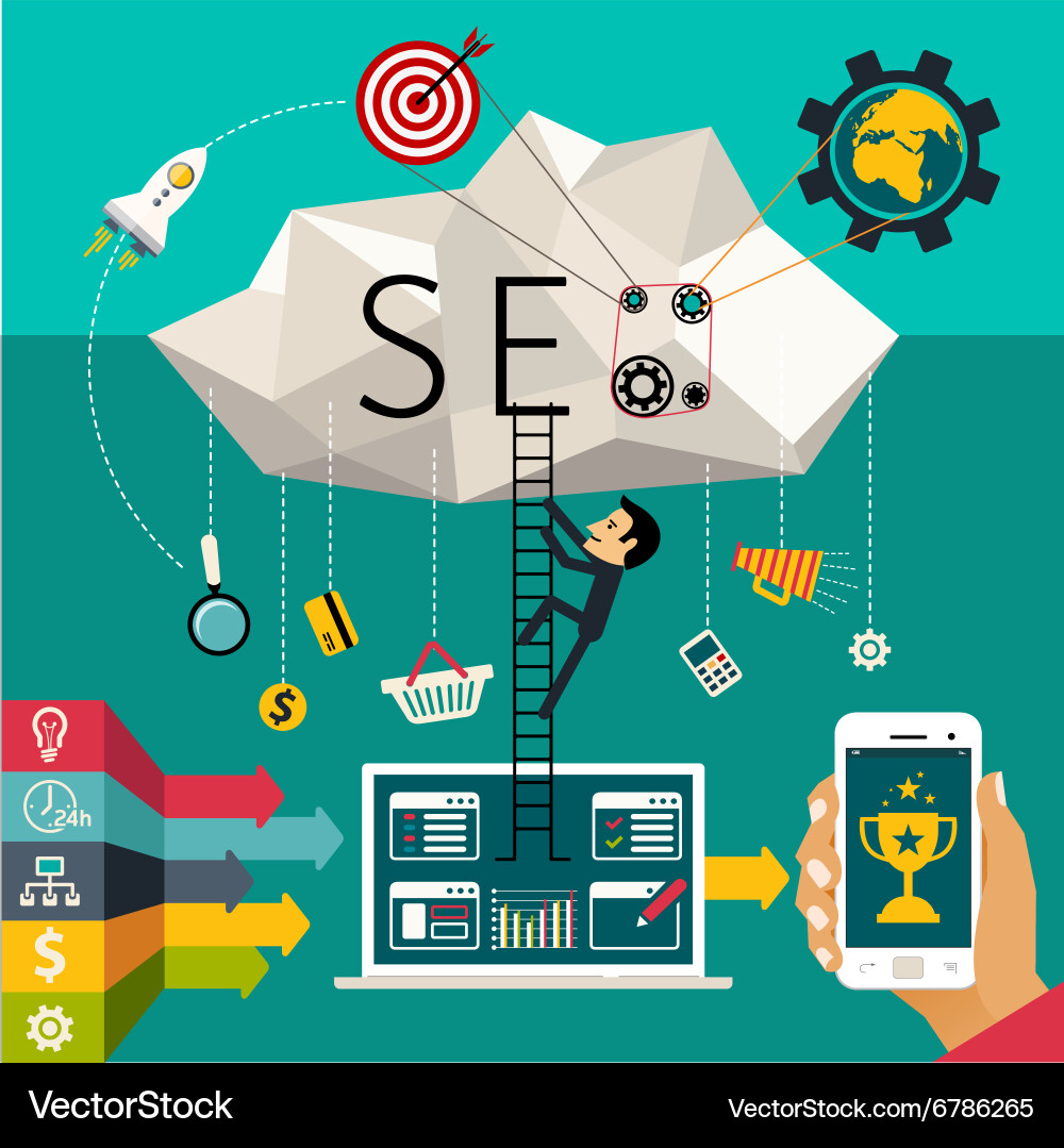 SEO Flat Design Concept Royalty Free Vector Image
