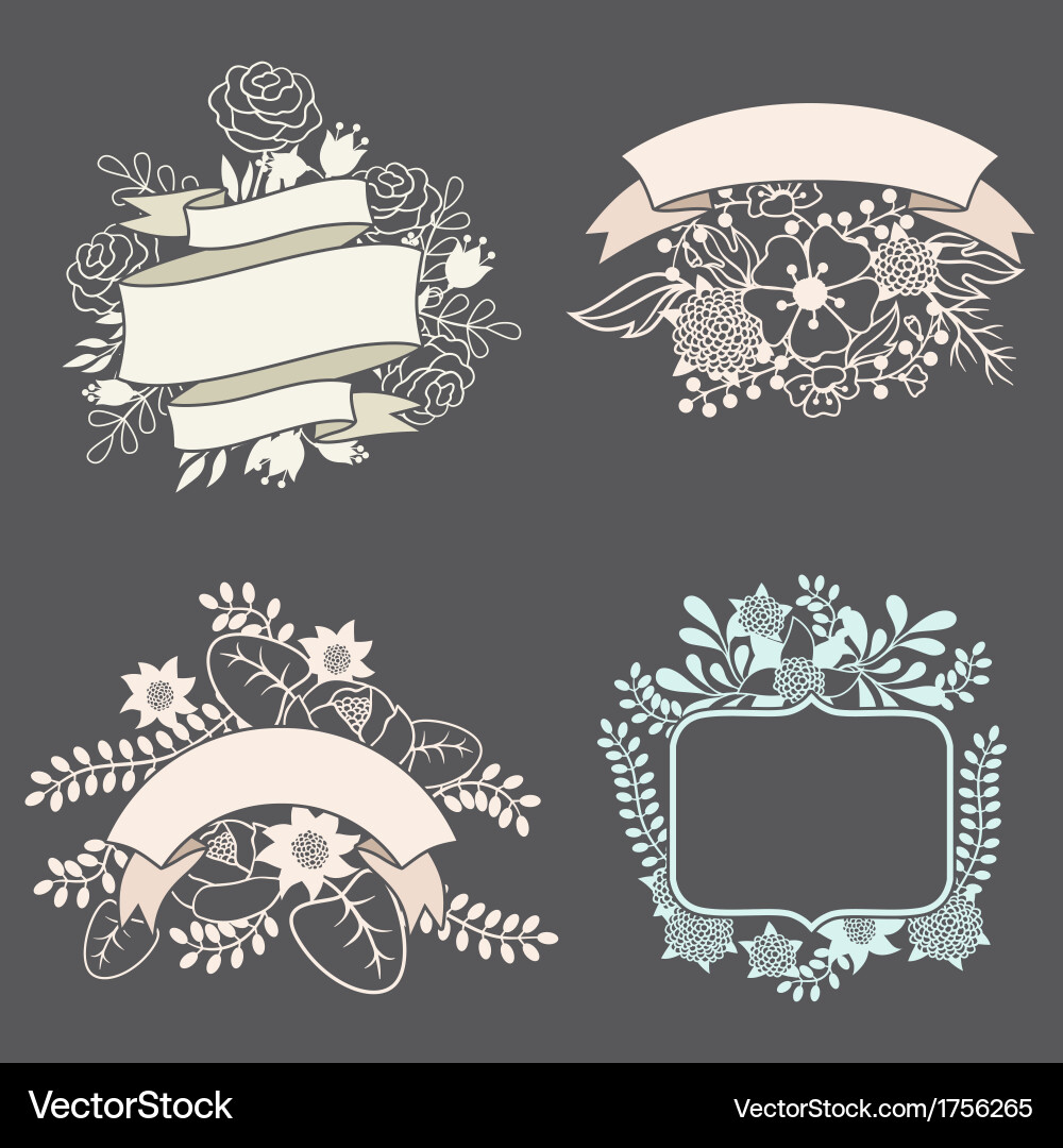 Set of design elements with ribbons labels Vector Image