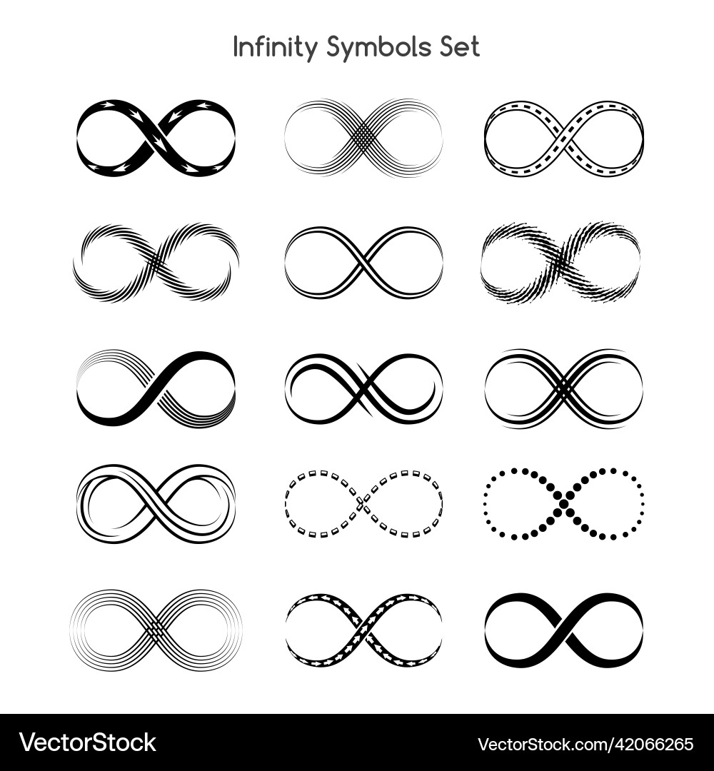 Set of infinity symbols Royalty Free Vector Image