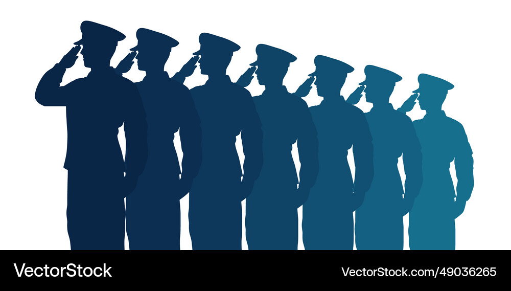 Soldiers are lining up salute Royalty Free Vector Image