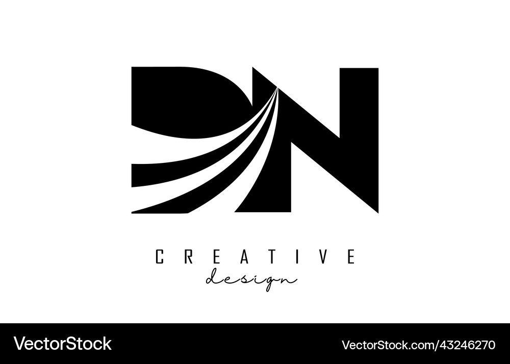 Creative black letters dn d n logo with leading Vector Image