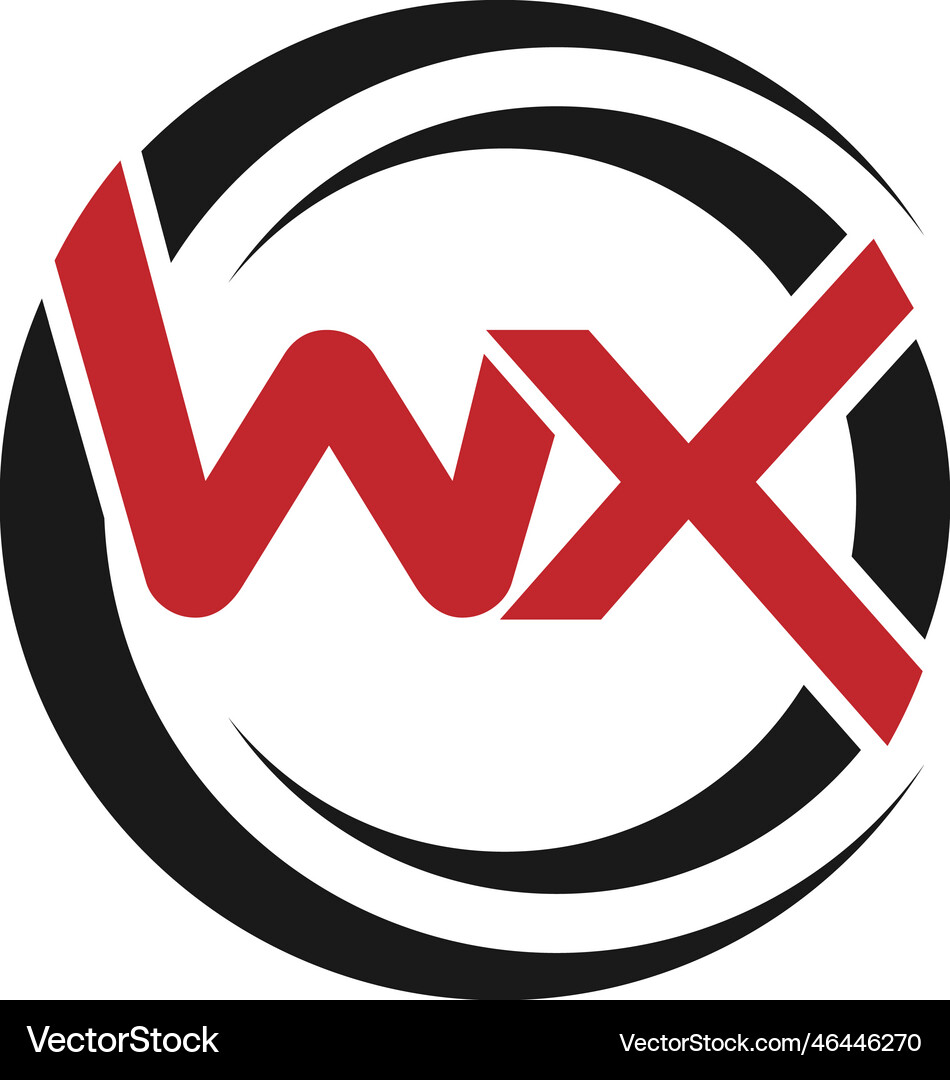 Creative letter wx logo with red and black Vector Image