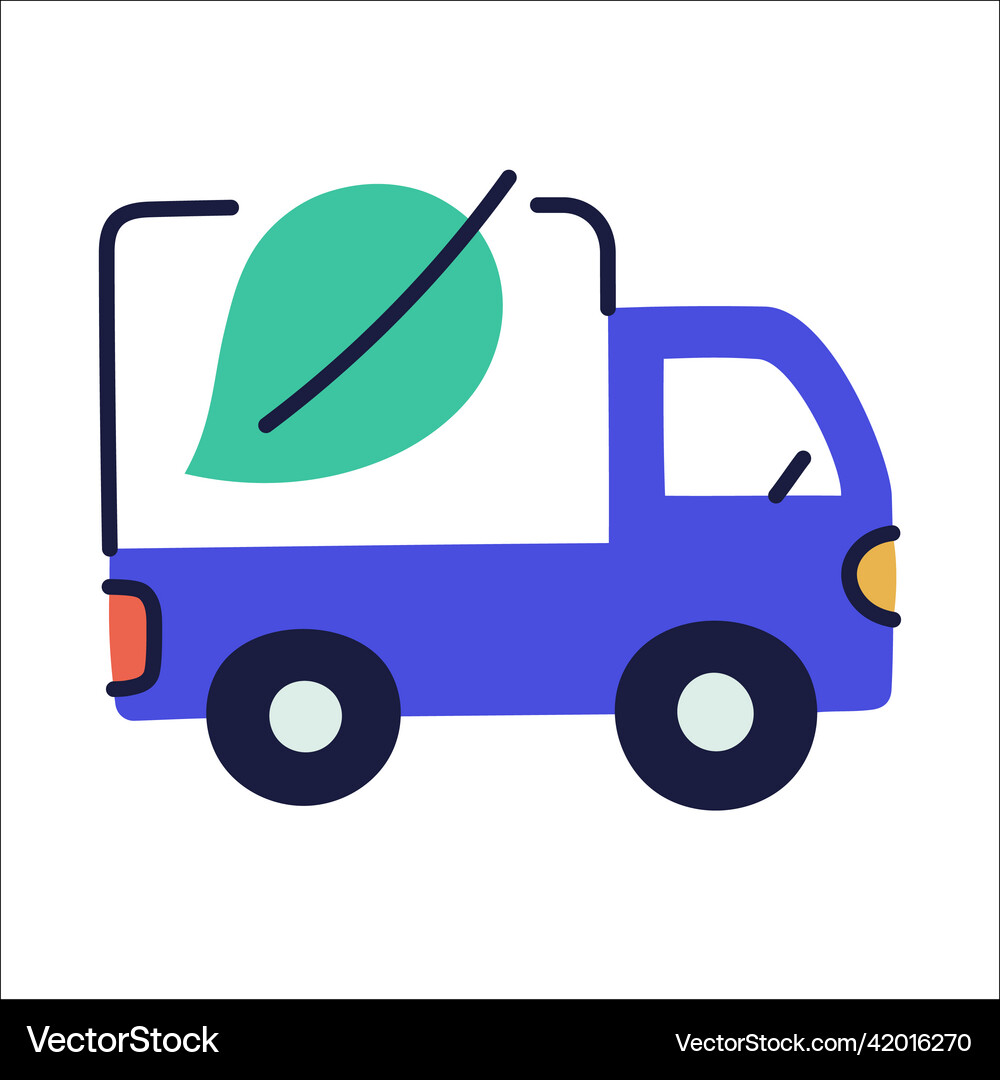 Electric cargo truck hand drawn ev doodle icon Vector Image