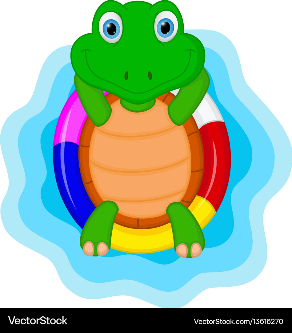 Green turtle cartoon relaxing Royalty Free Vector Image