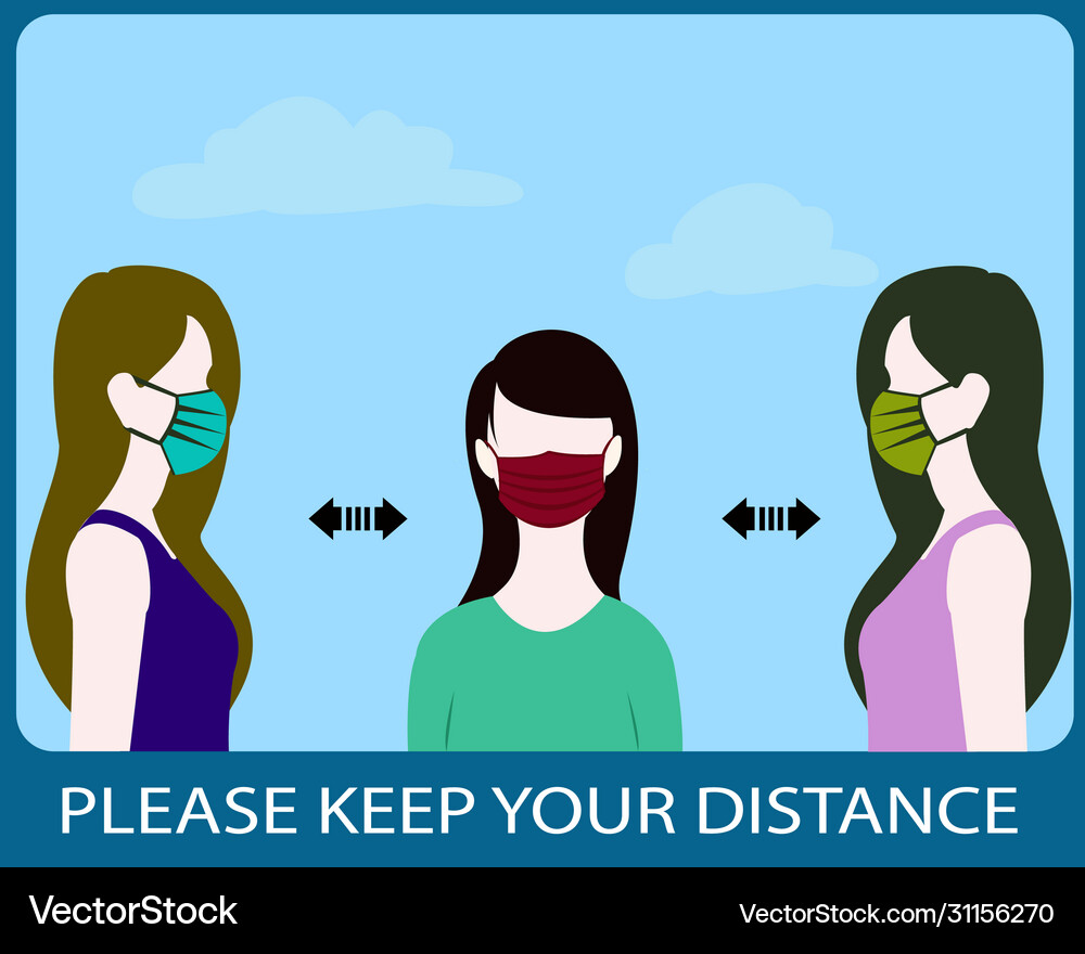 Please keep your distance sign flat social Vector Image