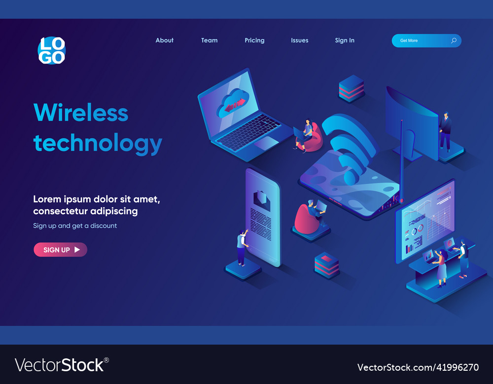 Wireless technology concept 3d isometric web Vector Image