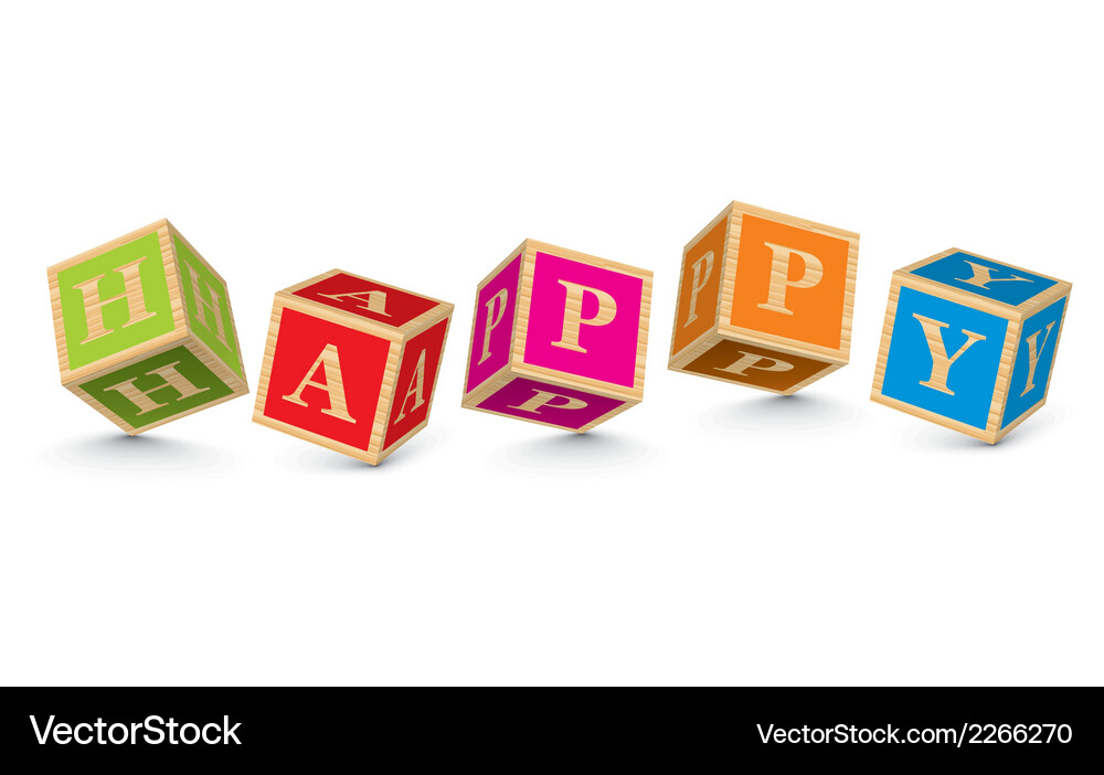 Word happy written with alphabet blocks Royalty Free Vector