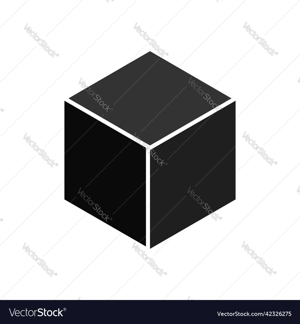 3d cube cubic icon black isometric Royalty Free Vector Image