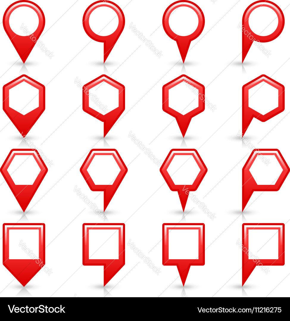Flat red color map pin sign location icon Vector Image