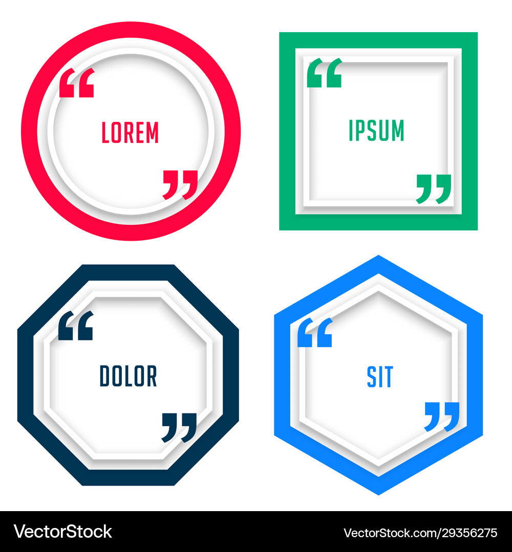 Four geometric quotes template in bold line style Vector Image