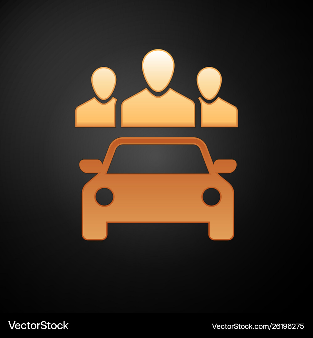 Gold car sharing with group people icon Royalty Free Vector