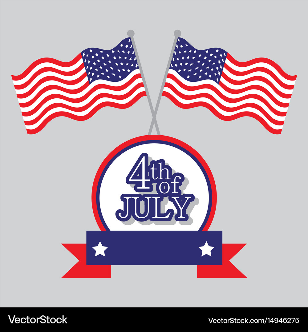 Independence day with flags and ribbon design Vector Image