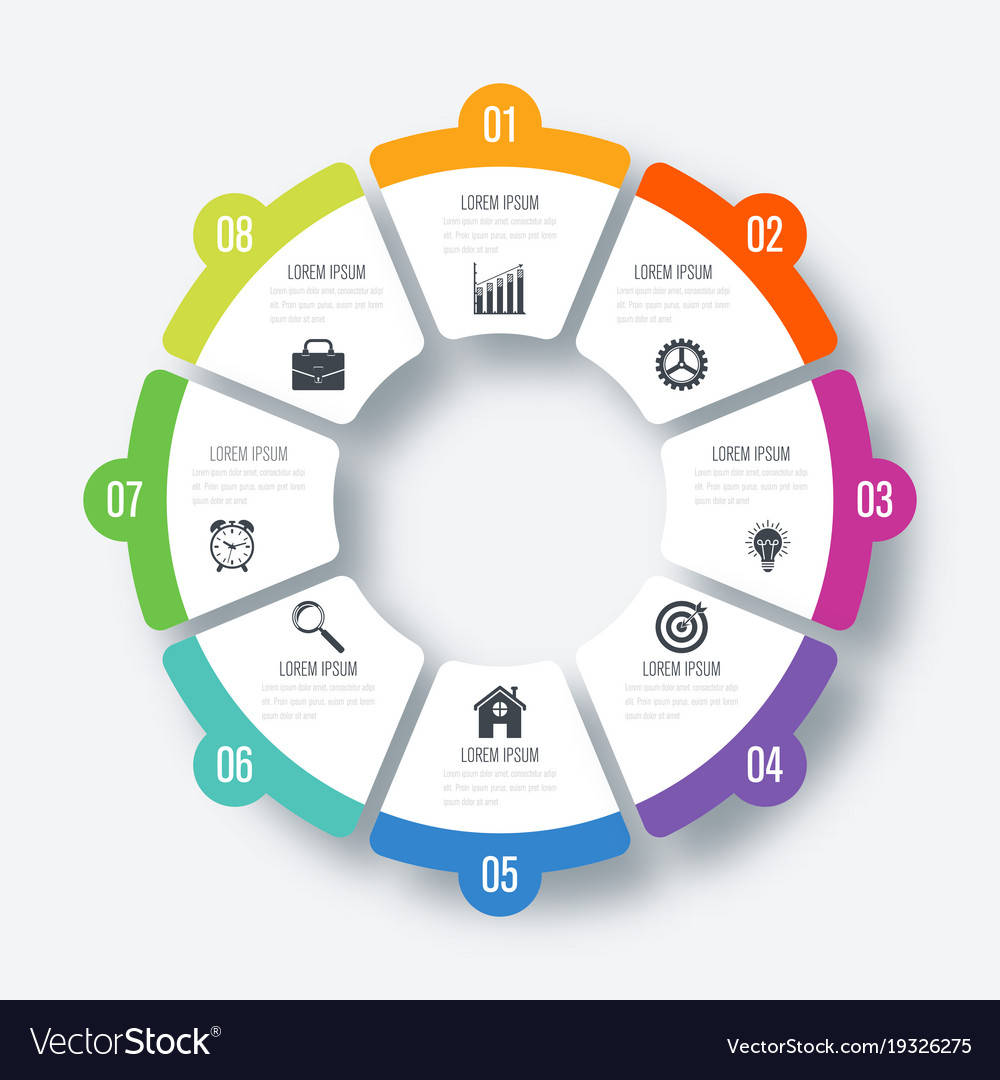 Infographics Template 8 Options With Circle Vector Image
