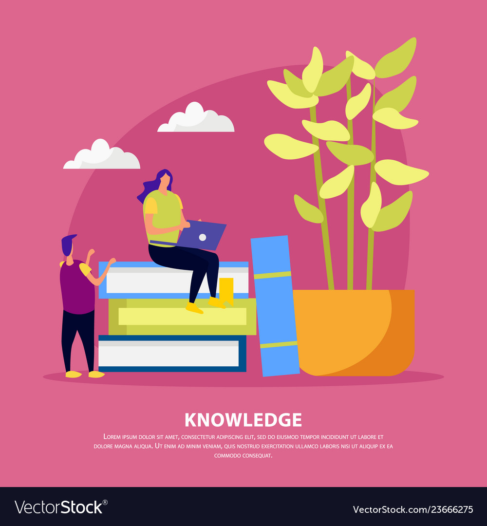 Library knowledge flat composition Royalty Free Vector Image