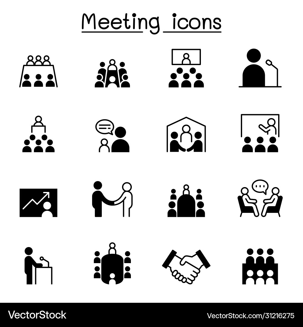Meeting conference seminar planning icon set Vector Image