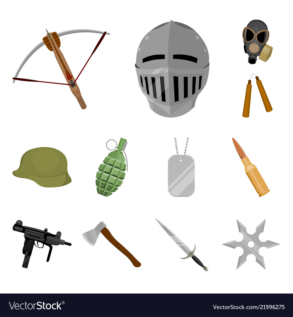 Types weapons cartoon icons in set collection Vector Image Types weapons cartoon icons in set collection Vector Image