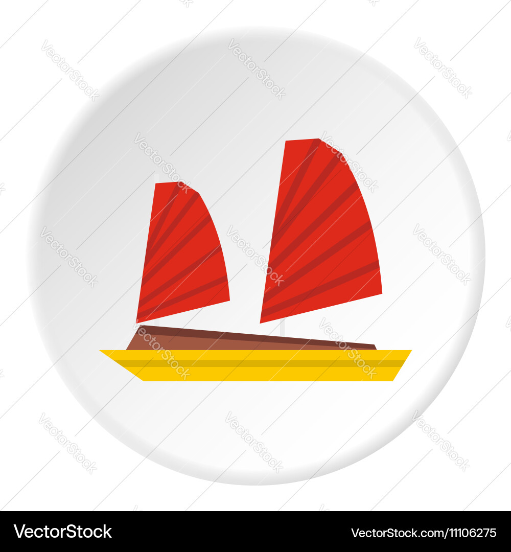 Vietnamese junk boat icon flat style Royalty Free Vector