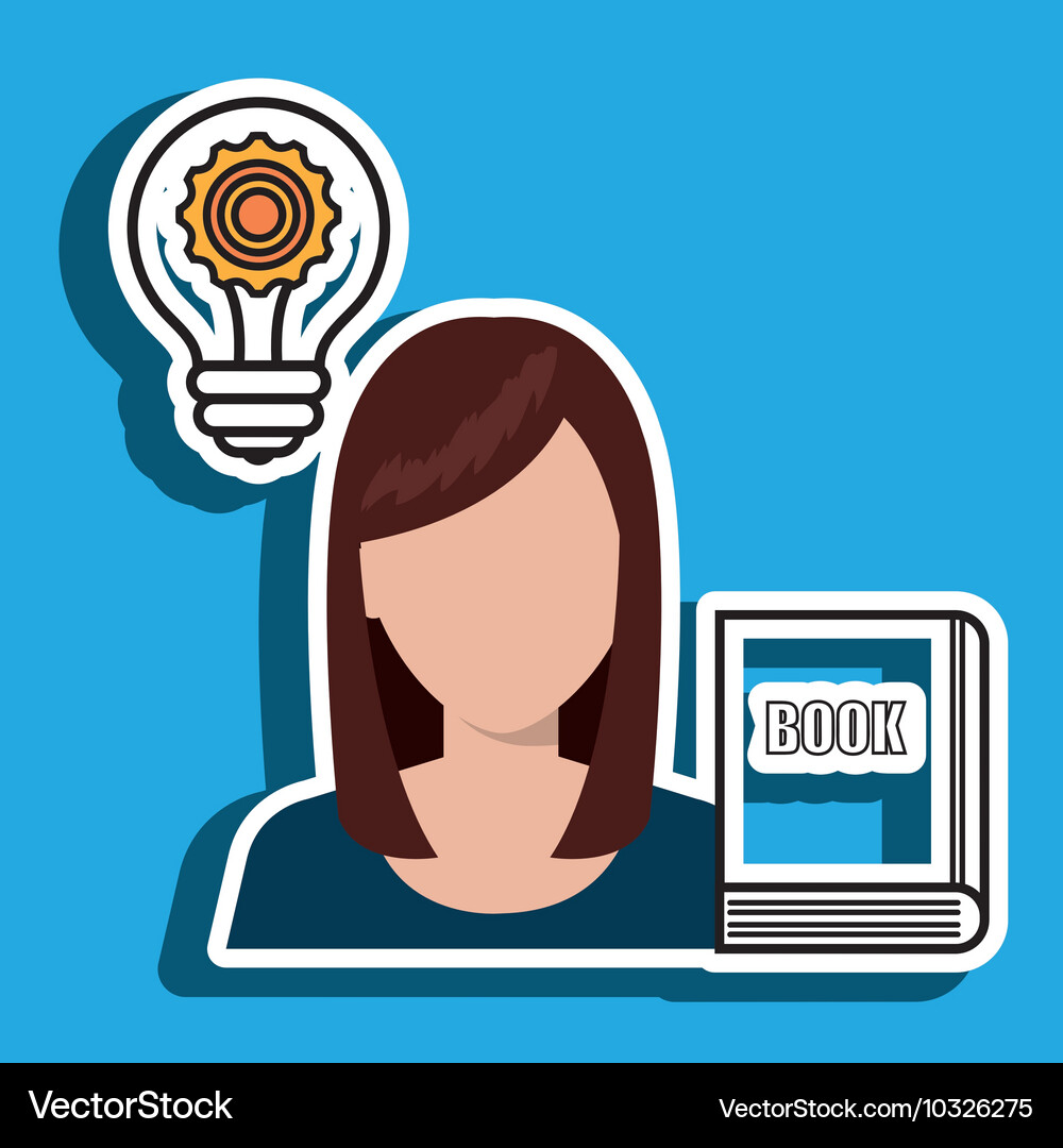 Woman book idea icon Royalty Free Vector Image