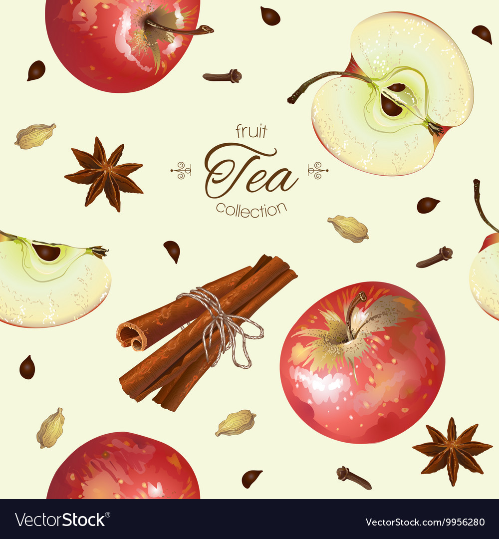 Apple tea seamless pattern Royalty Free Vector Image