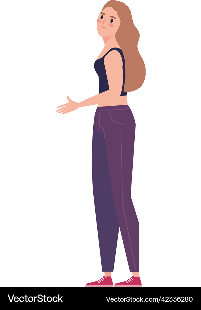 Blond young woman standing Royalty Free Vector Image