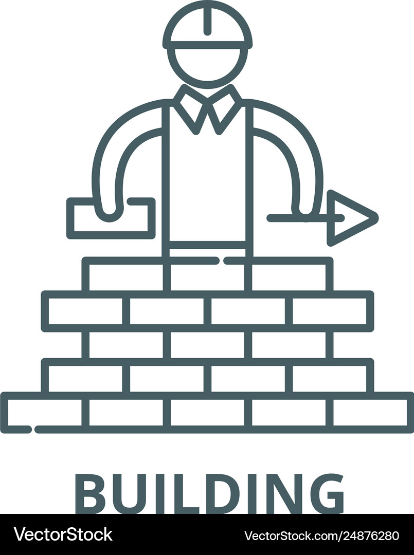 Building line icon outline sign Royalty Free Vector Image