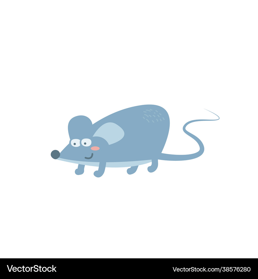 Cute cartoon mouse isolated on white transparent Vector Image