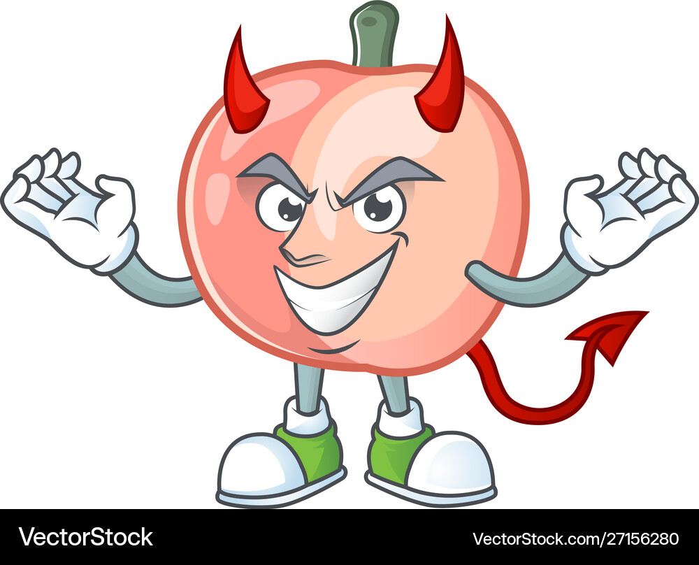 Devil whole peach cartoon for healthy fruit Vector Image