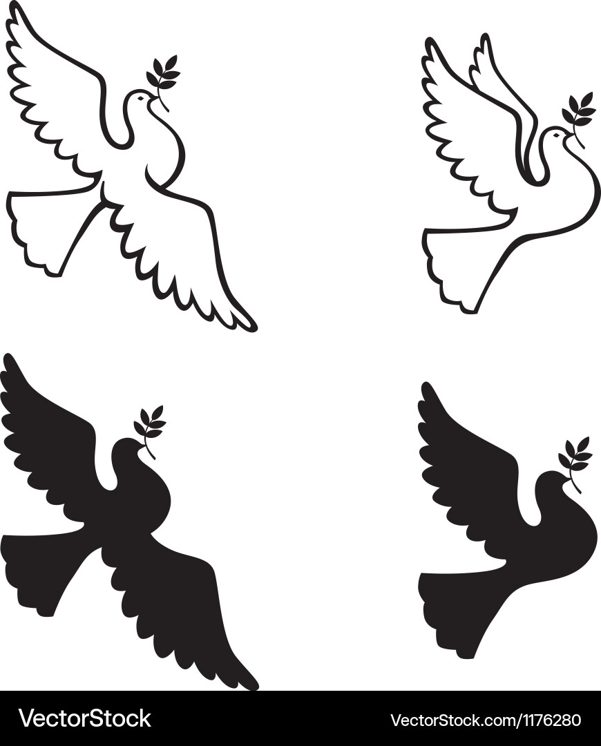 Dove with branch Royalty Free Vector Image - VectorStock